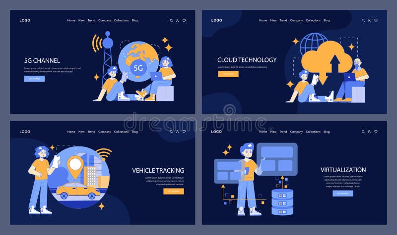 Digital Hyperconnectivity Set. Vector Illustration. Stock Vector - Illustration of location ...