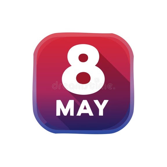 Digital Icon Displaying the Date Eighth of May with a Vibrant Gradient ...