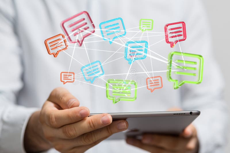 A Digital Icons with Colorful Dialog Speech Bubbles Stock Photo - Image ...