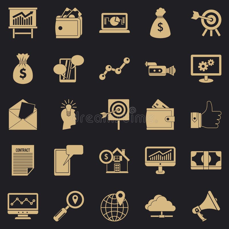 Digital Icons Set, Simple Style Stock Vector - Illustration of ...