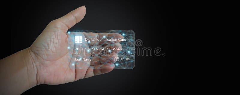 Digital ID Card, Electronic Identification. E-ID Smartcard, on a Man S ...