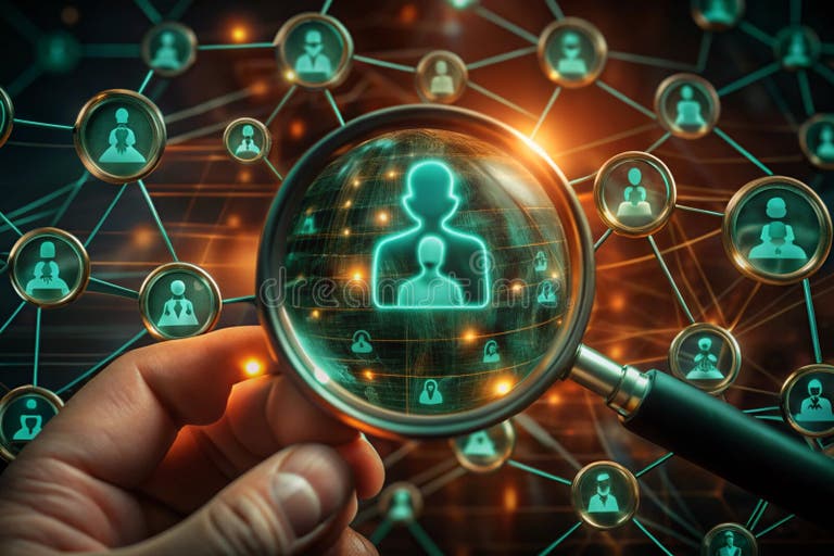 Digital Identity Analysis with Magnifying Glass Generative Ai Stock ...