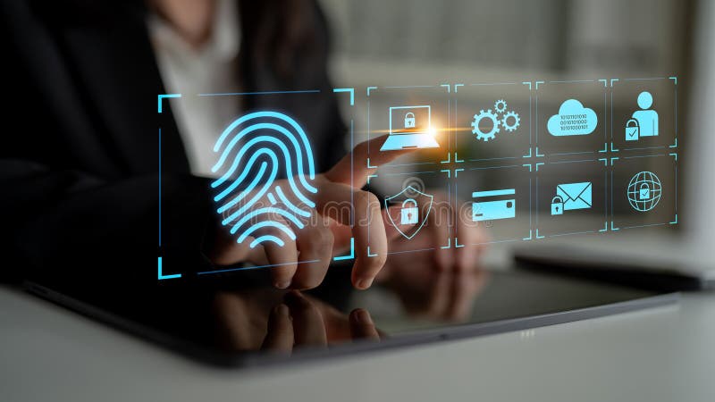Digital Identity Protection and Biometric Authentication Latch Stock Image - Image of computer ...