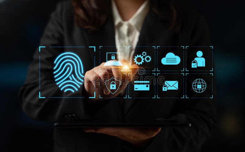 Digital Identity Protection and Biometric Authentication Latch Stock Photo - Image of computer ...