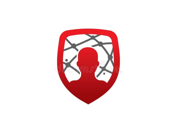 Digital Identity Protection, Person Silhouette in Shield with Network ...