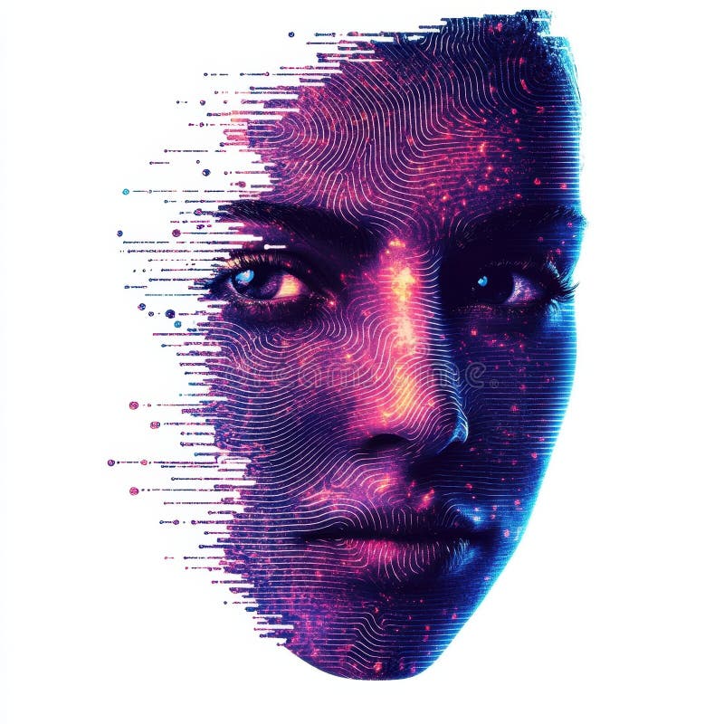 Digital Identity Protection: a Woman S Face Displaying Intricate ...
