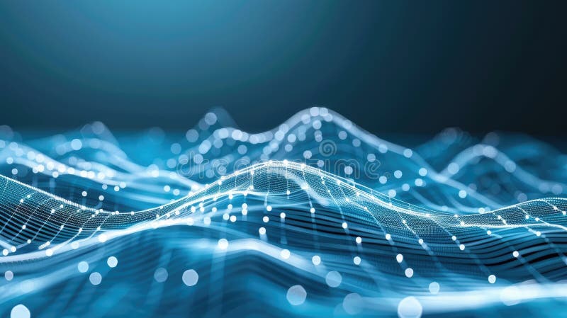 A Digital Illustration of Abstract Blue Waves with a Mesh Pattern. the ...
