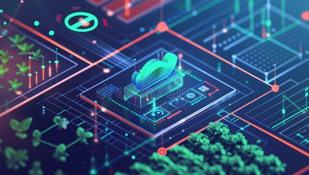 Digital Illustration of an Abstract Cloud Technology Platform with ...