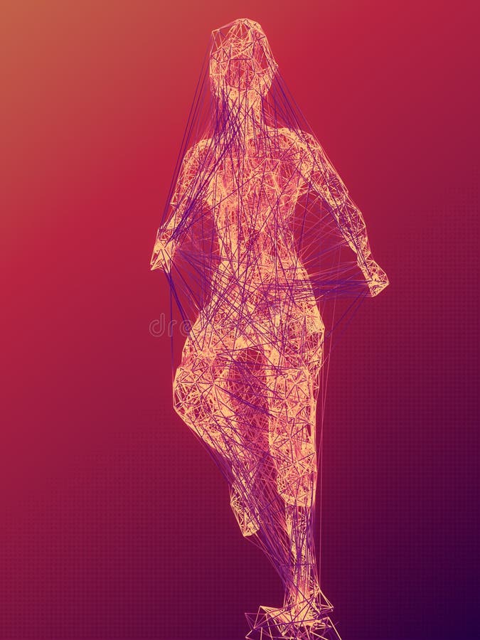 Digital Illustration Abstract Figure of Running Man from Lines and Dots ...