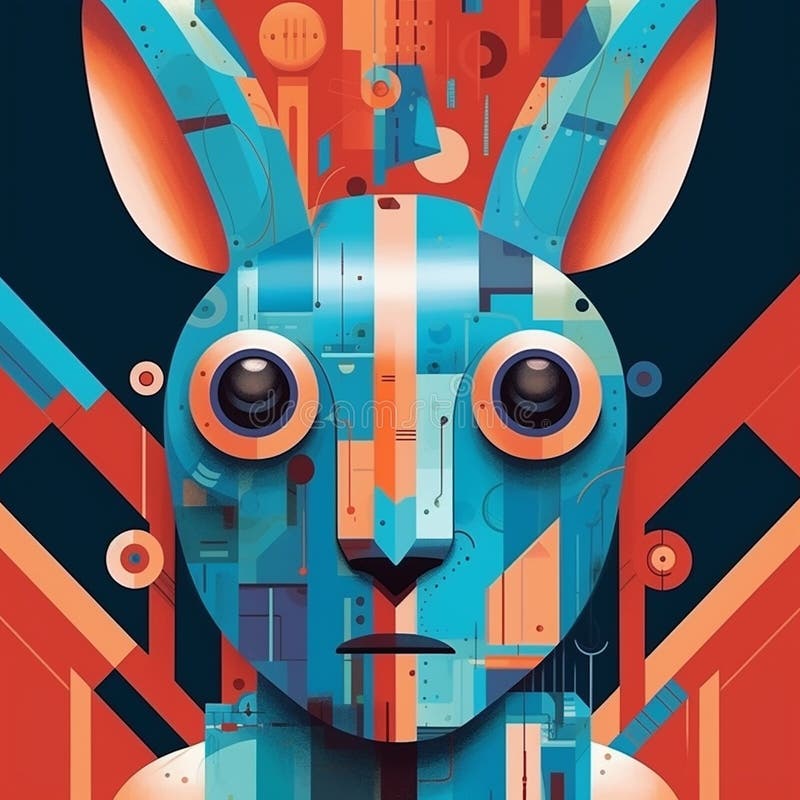 Digital Illustration of an Abstract, Pixelated Style Rabbit. Created Using Ai Generative. Stock ...