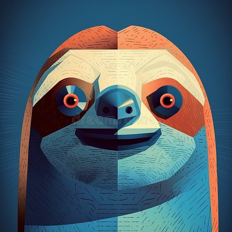 Digital Illustration of an Abstract, Pixelated Style Sloth. Created ...