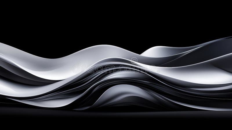 A Digital Illustration of Abstract Wave Patterns in Black and White ...