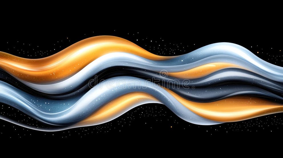 A Digital Illustration of Abstract Wave Patterns in Orange, Blue, and ...