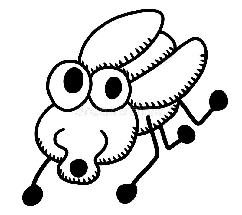 Adorable Funny Fly Doodle stock illustration. Illustration of graphic ...