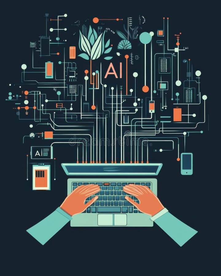 Digital Illustration of AI Technology with Environmental Enhancement ...