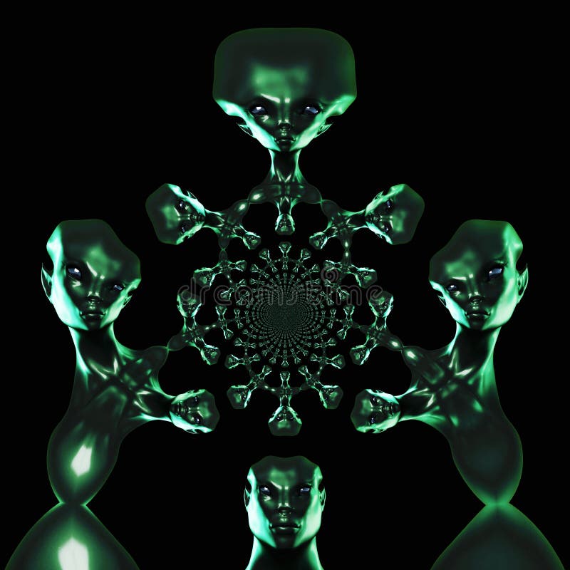 Digital Alien Visualization Stock Illustration - Illustration of black ...