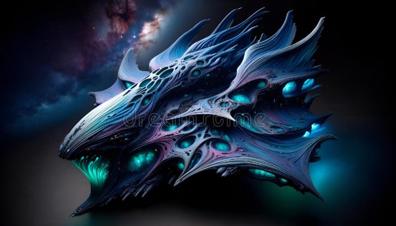 Dragon in Cosmic Space with Fire and Stars. Zodiac Sign Stock ...