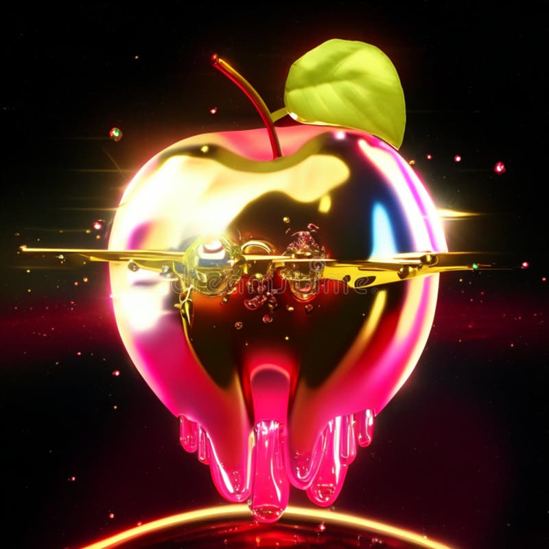 Digital Illustration of Apple in Colour Background with Light Effects ...