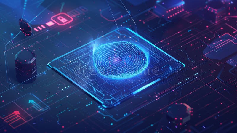 Digital Illustration of Ar Biometric Security with Holographic Id and ...