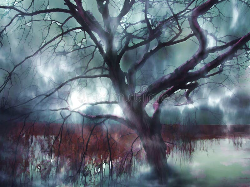 The Ghost Lake. Digital Illustration Art Stock Illustration ...