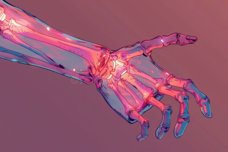 Digital Illustration of an Arthritic Human Arm with Highlighted Bone ...