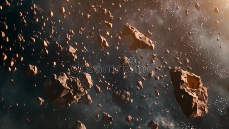 A Digital Illustration of an Asteroid Field in Space. Space Background ...