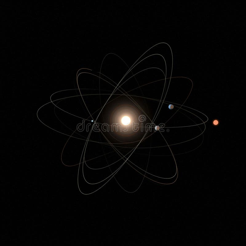 A Digital Illustration of an Atom with a Bright Nucleus at the Center ...