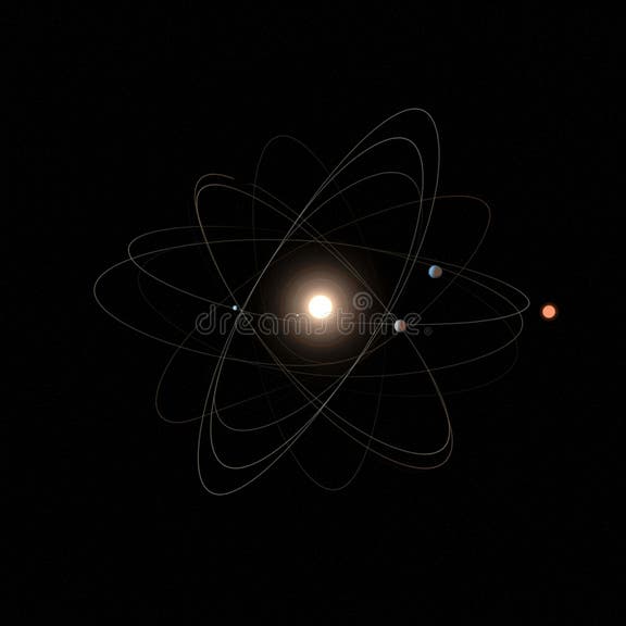A Digital Illustration of an Atom with a Bright Nucleus at the Center ...