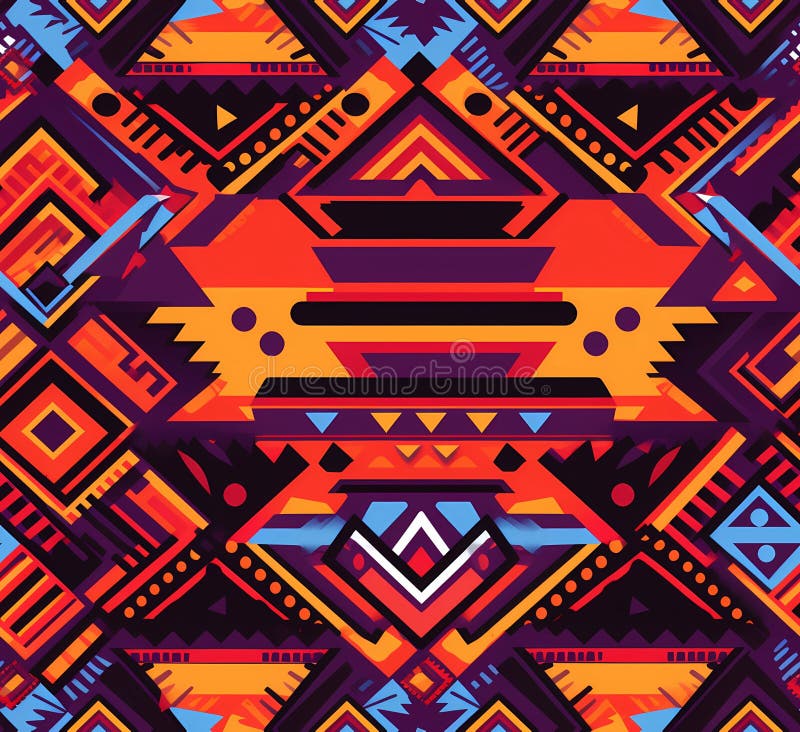A Digital Illustration of Aztec Patterns Stock Illustration ...