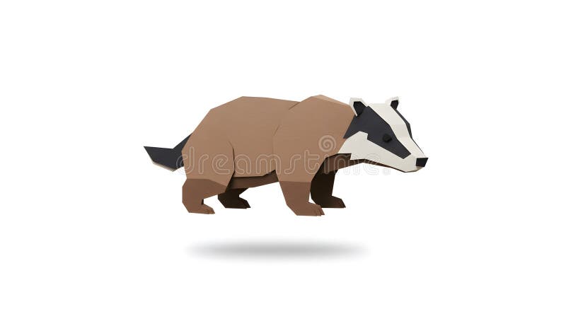 Low-Poly Badger Illustration: a Digital Rendering of a European Badger ...