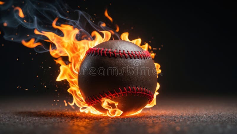 Digital Illustration of a Baseball on Fire. Stock Illustration ...