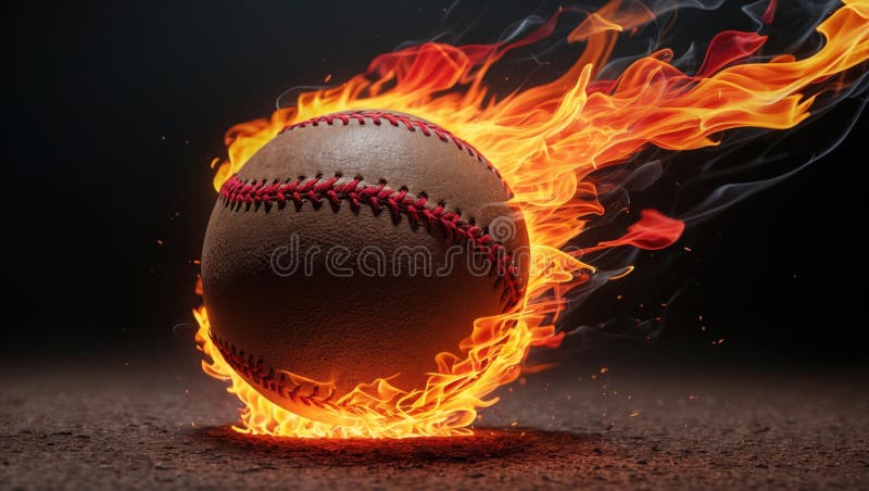 Digital Illustration of a Baseball on Fire. Stock Illustration ...