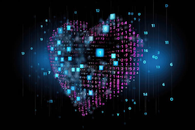 Digital Illustration of Binary Code in a Heart Shape Stock Photo - Image of valentine ...