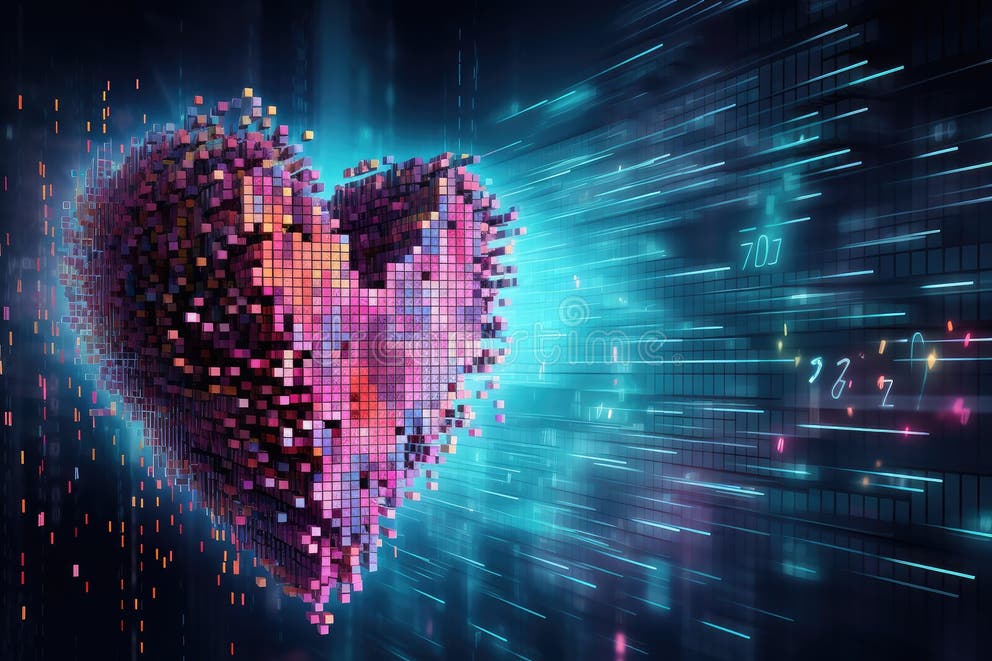 Digital Illustration of Binary Code in a Heart Shape Stock Image ...