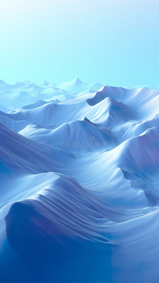 Digital Illustration of a Blue Desert in Panoramic View Stock ...