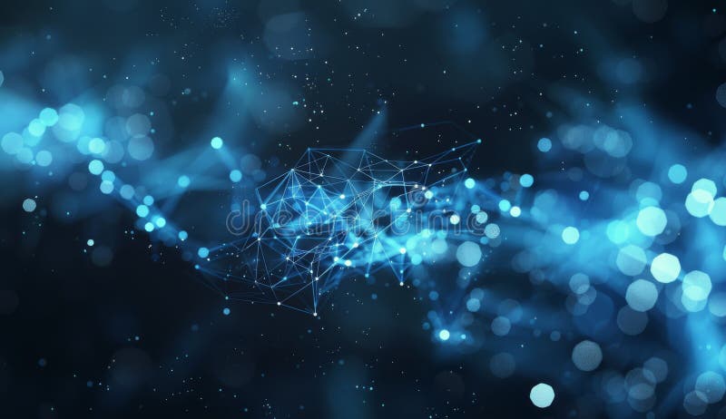 Abstract Blue Network Pattern with Bokeh Lights Stock Photo - Image of ...