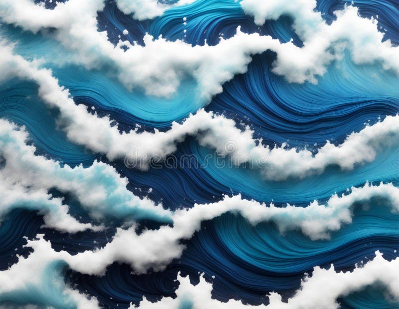 Digital Illustration of Blue Ocean Waves Background Image Stock ...