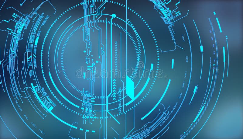 Blue Tech Background with Circuits Stock Illustration - Illustration of ...