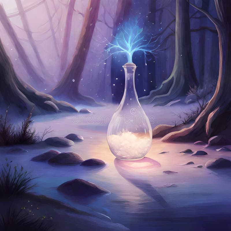 Digital Illustration of a Bottle of Magic Potion in a Dark Fantasy ...