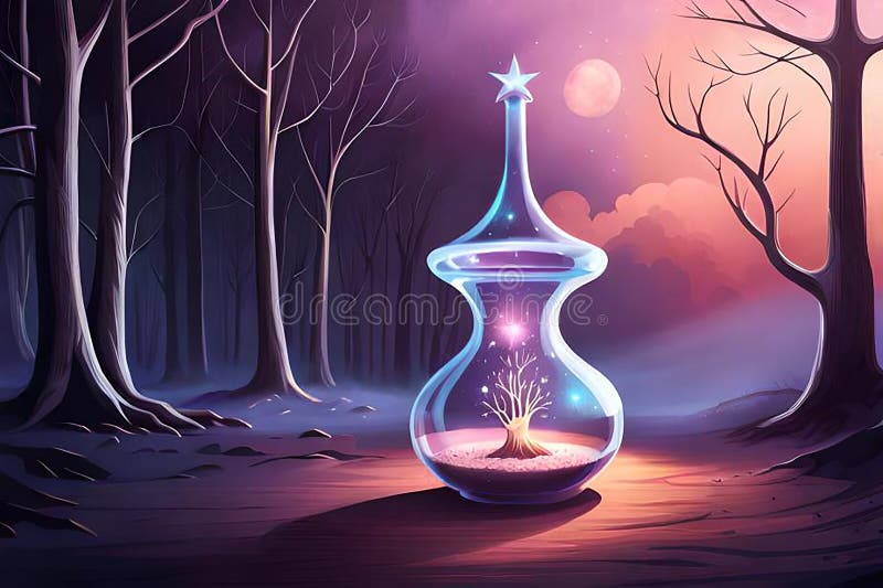 Digital Illustration of a Bottle of Magic Potion in a Dark Fantasy ...