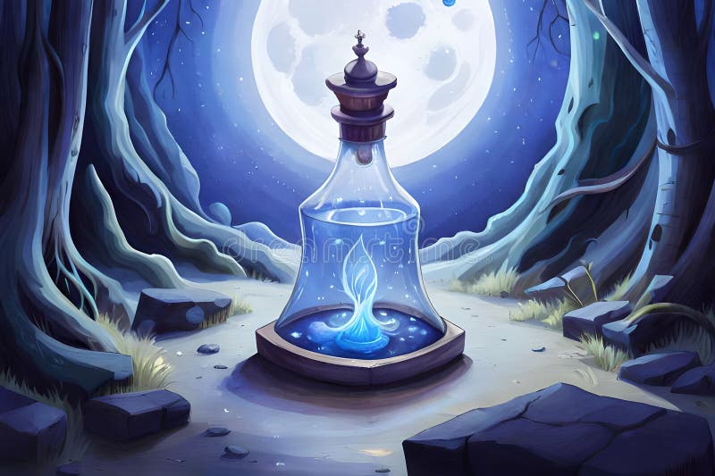Digital Illustration of a Bottle of Magic Potion in a Dark Fantasy ...