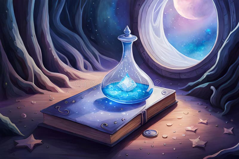 Digital Illustration of a Bottle of Magic Potion in a Dark Fantasy ...