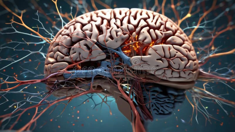 A Digital Illustration of a Brain Being Dissected and Revealing Layers ...