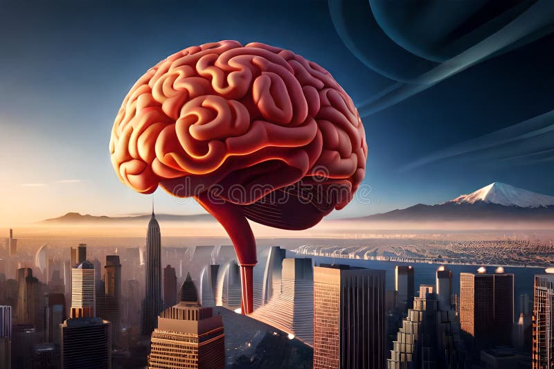 Digital Illustration of Brain in Colour Background with Light Effects ...