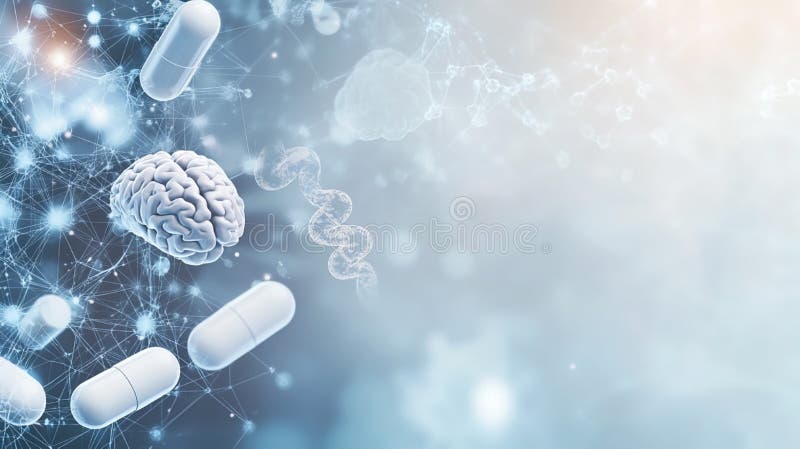 Neural Network or Neural Connections of the Brain in Neon Blue Shades ...