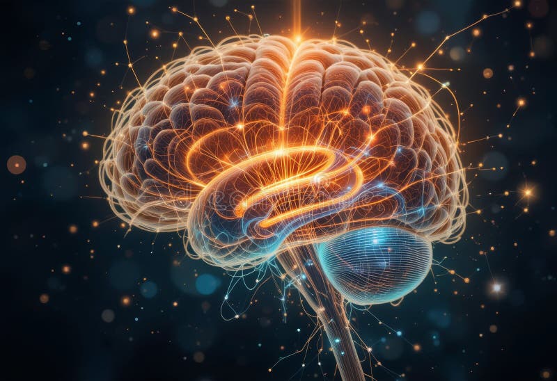 Digital Illustration of the Brain’s Structure and Complexity. Stock ...