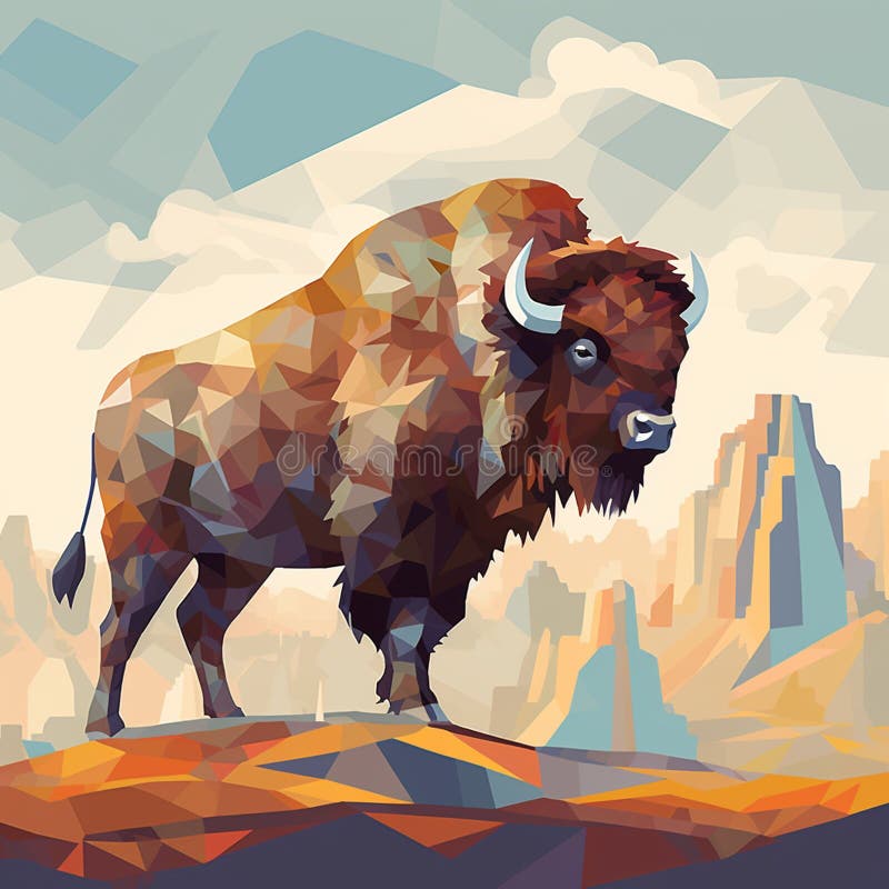 Digital Illustration of Buffalo Logo 2D Stock Illustration ...