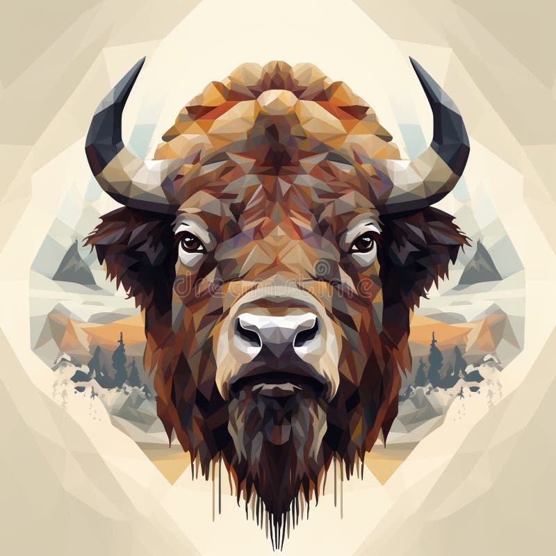Digital Illustration of Buffalo Logo 2D Stock Illustration ...