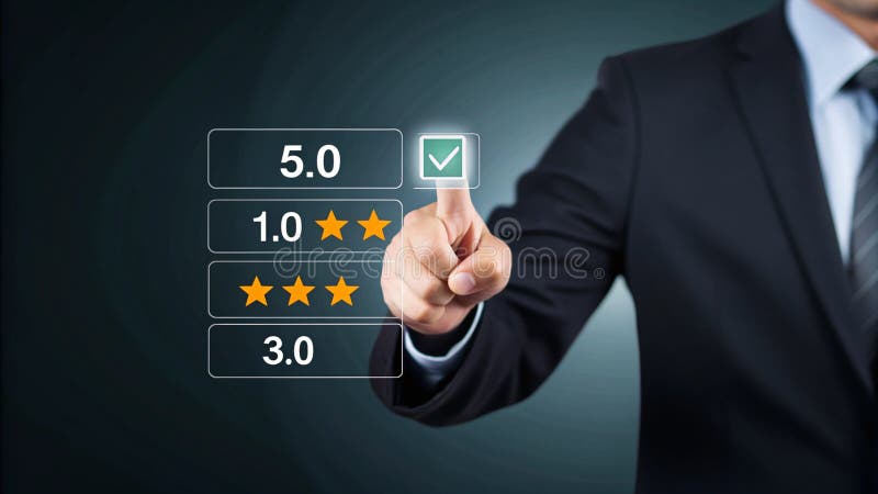Digital Illustration of Business Professional with Star Rating ...