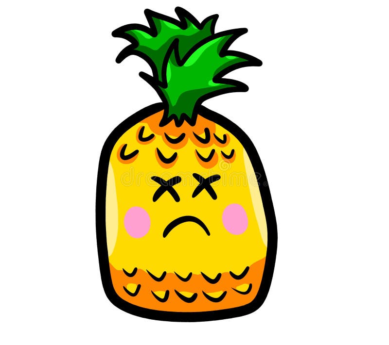 Sad Cartoon Pineapple stock vector. Illustration of frown - 51446657